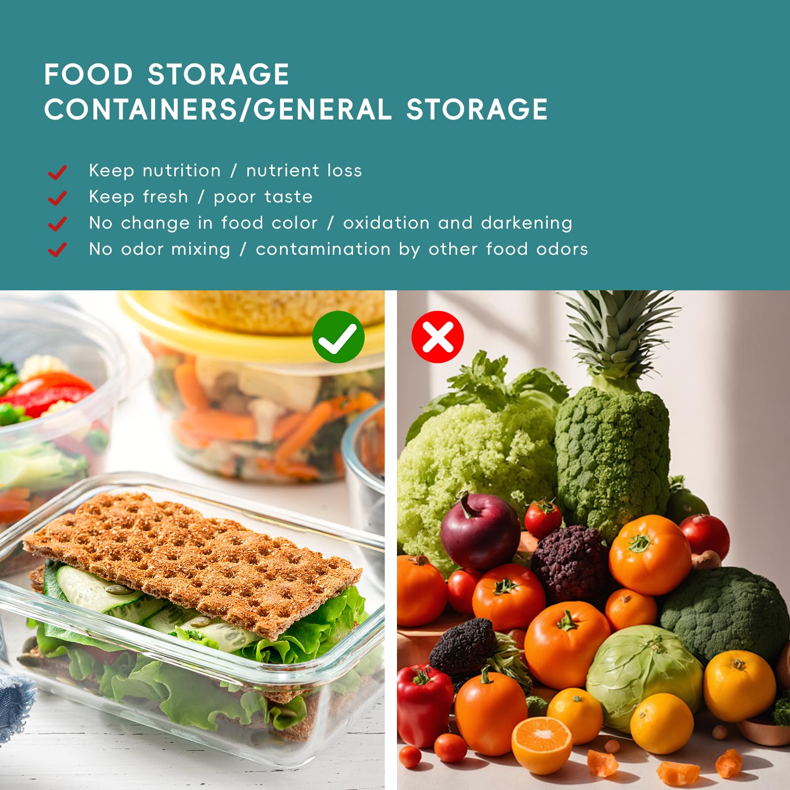 ECO-TOGO Airtight Glass Food Storage Containers with Lids, Glass Lunch Box, Leak-proof, BPA-Free, Microwave, Oven, Freezer, Dishwasher (5-Pack 175oz)