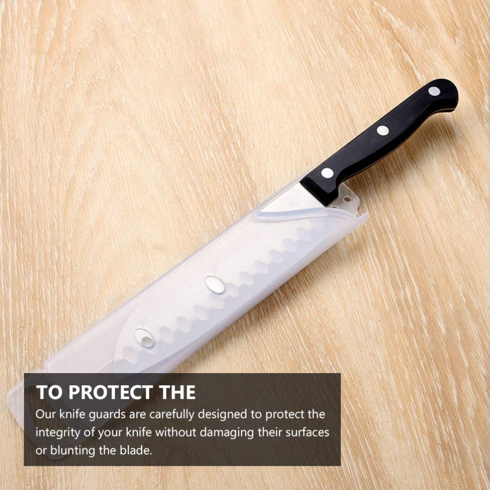 HEMOTON 6pcs Universal Knife Edge Guards Clear Plastic Durable Knife Sleeves Blades Protectors Kitchen Cutlery Knife Accessories