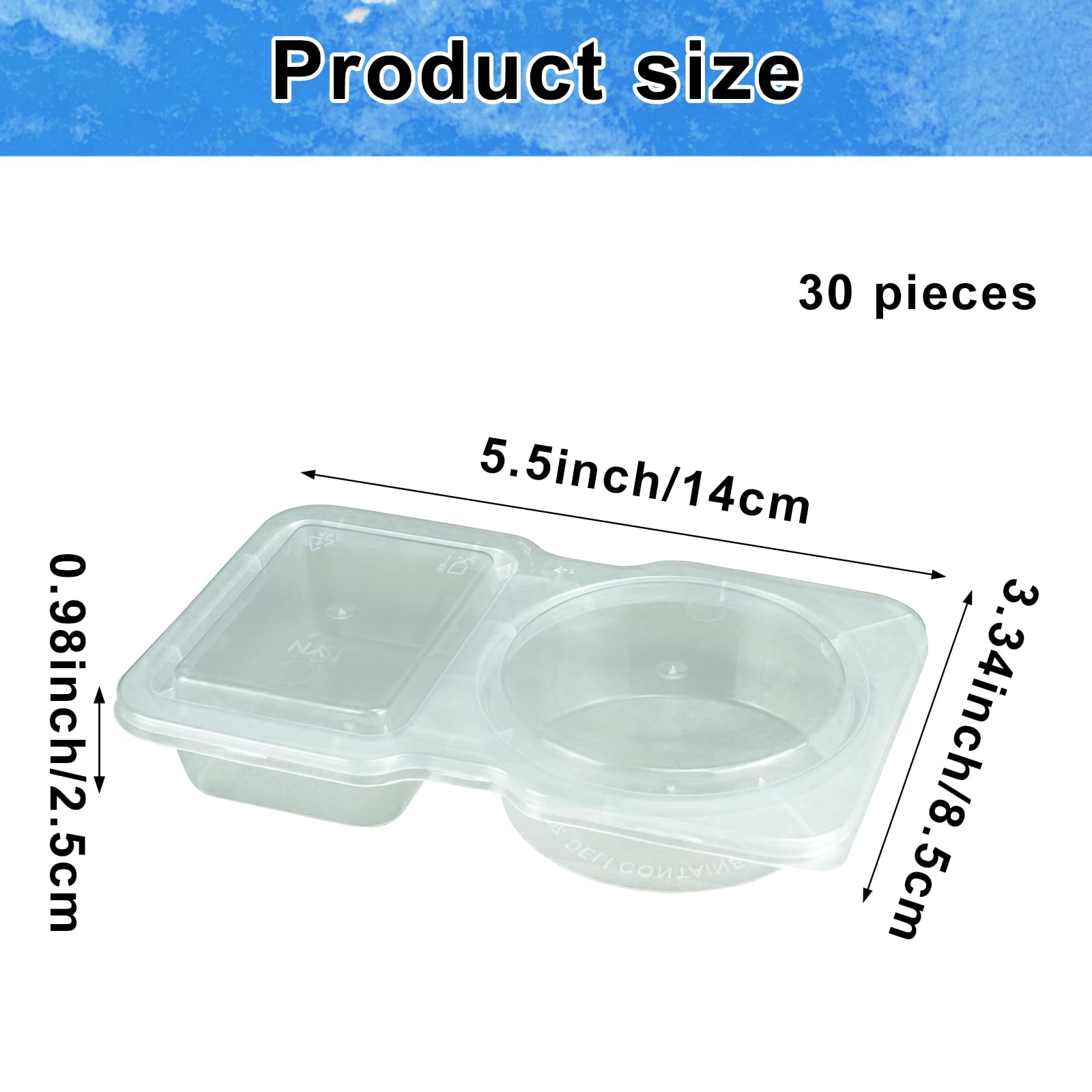 KFAREJGOAE Two Compartment Containers with Lids Little Snack Containers Divider Containers for Condiments Dressing 30 Count