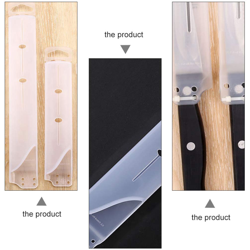 HEMOTON 6pcs Universal Knife Edge Guards Clear Plastic Durable Knife Sleeves Blades Protectors Kitchen Cutlery Knife Accessories