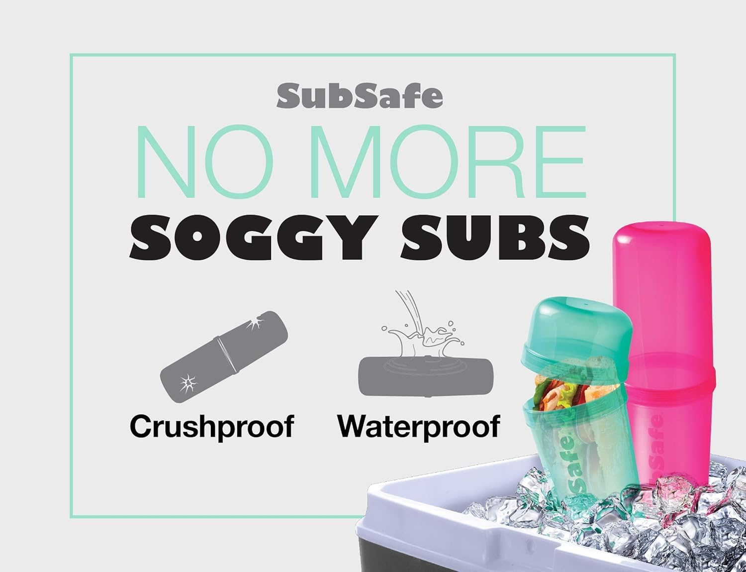 SubSafe Sub Sandwich Waterproof Food Storage Container, BPA-Free Plastic,Neon Purple with Glitter