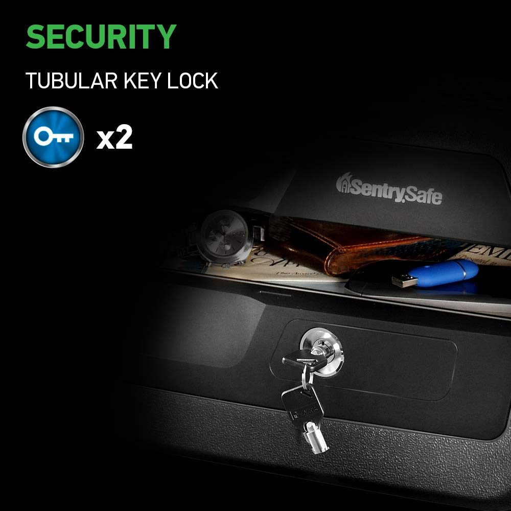 SentrySafe Fireproof and Waterproof Safe Box with Key Lock, Fire and Water Chest Safe for Valuables, 0.36 Cubic Feet, 7.6 x 16.5 x 14.8 Inches, CHW30220