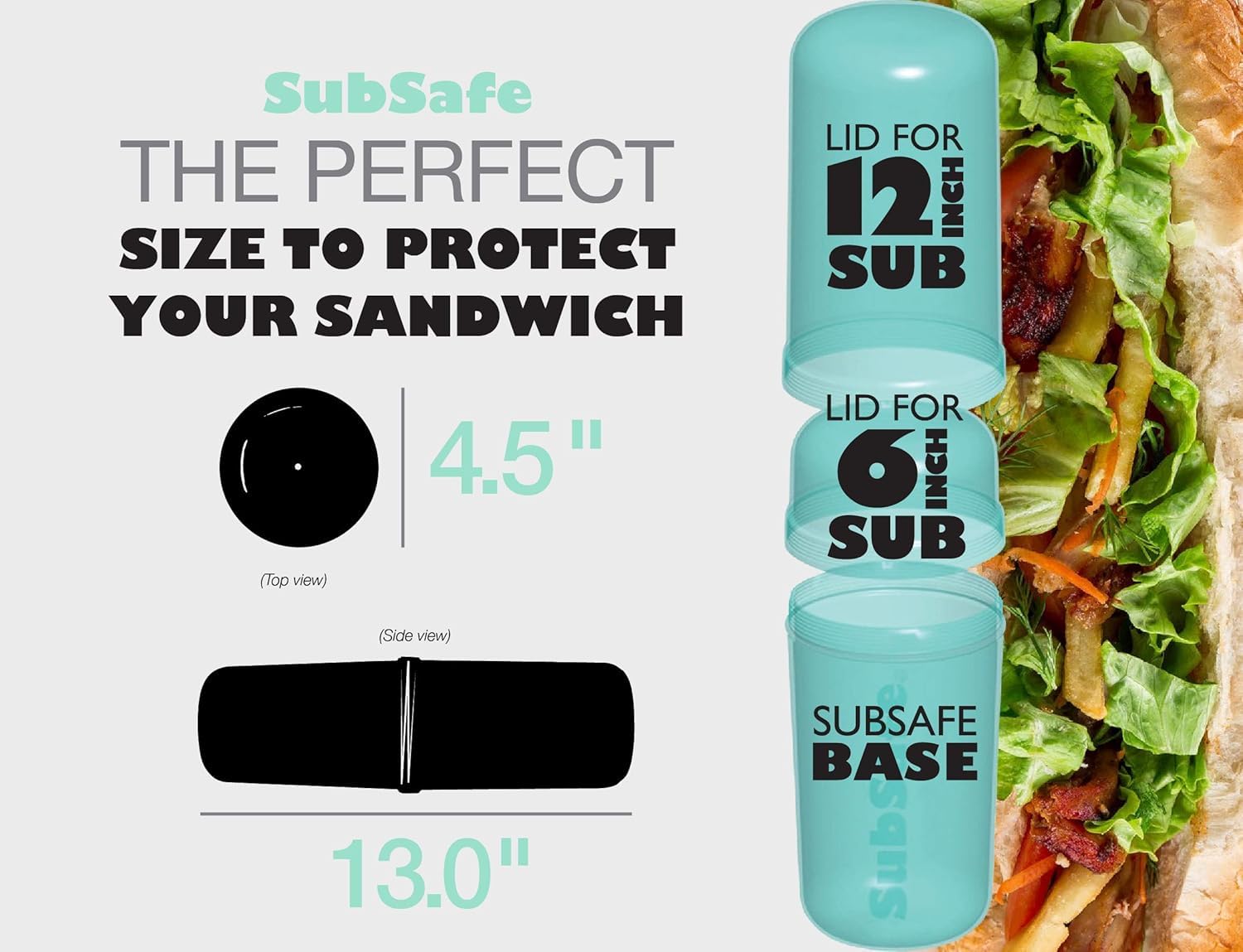 SubSafe Sub Sandwich Waterproof Food Storage Container, BPA-Free Plastic,Neon Purple with Glitter