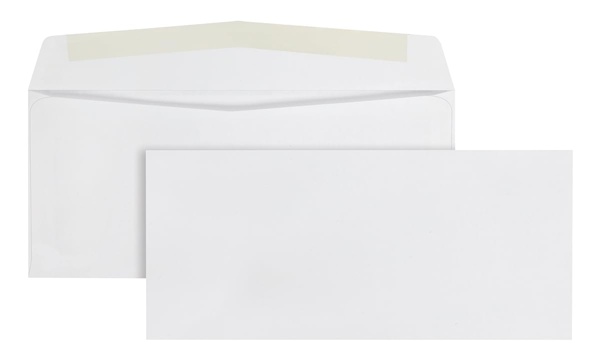 Quality Park #10 Envelopes, 4-1/8 x 9-1/2 Inches, 24 lb White, Gummed, 500 per Box (QUA90020)