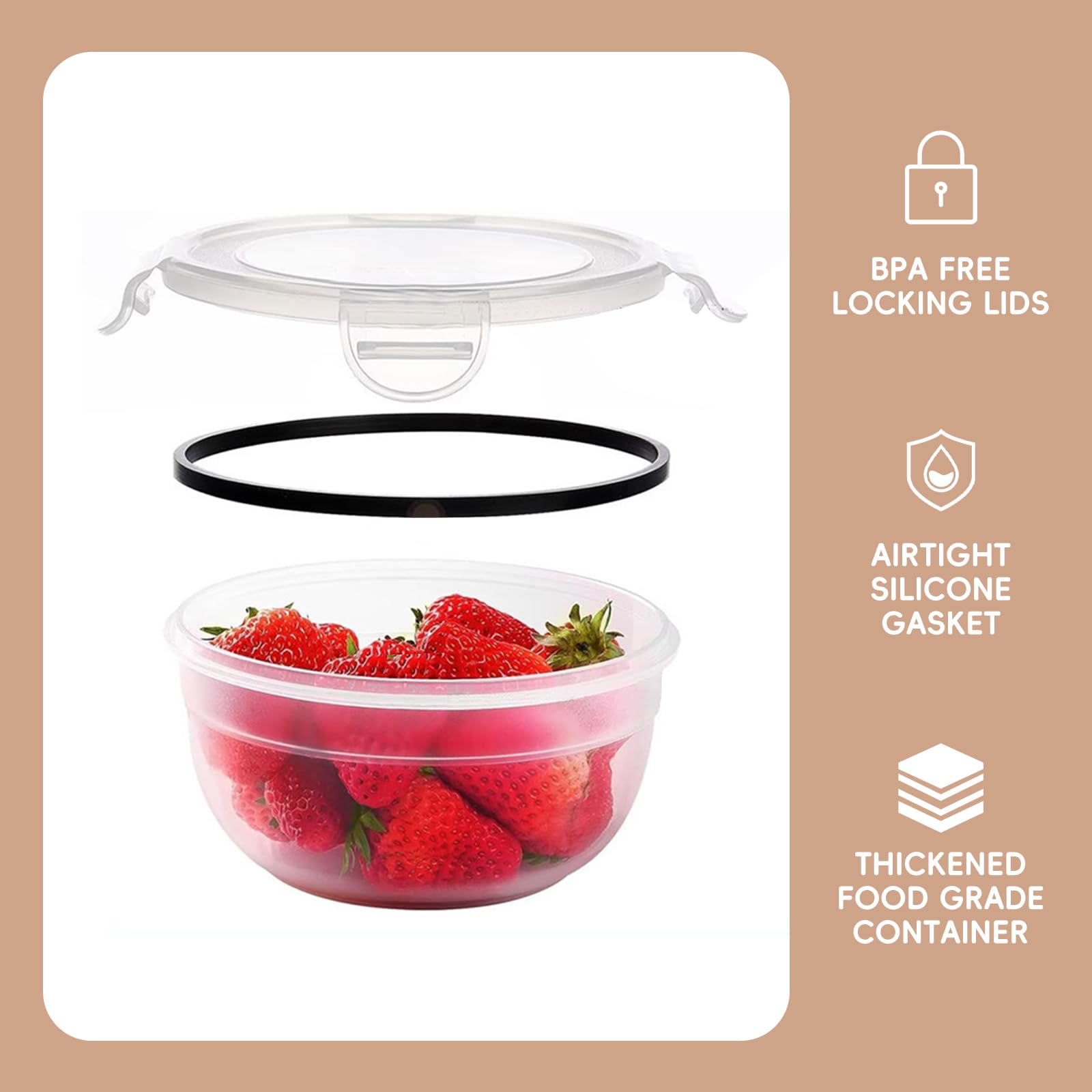 ECO-TOGO 360oz Airtight Plastic Food Storage Containers with Lids (16-Pack 360oz)