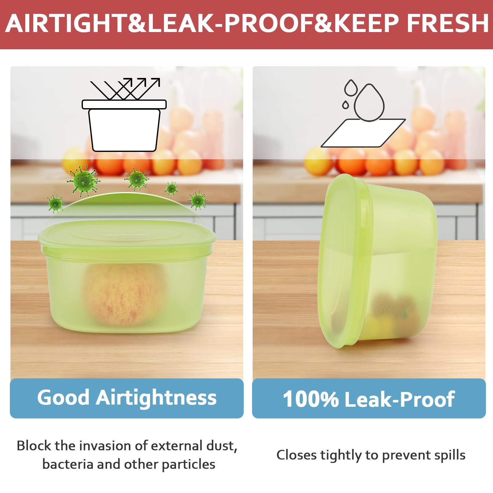 ANJUKE 7PCS Meal Prep Containers, Reusable Plastic Food Storage Containers with Lids for Takeout, Soup - BPA-Free - Microwave, Dishwasher, Freezer Safe(900ML-31OZ)