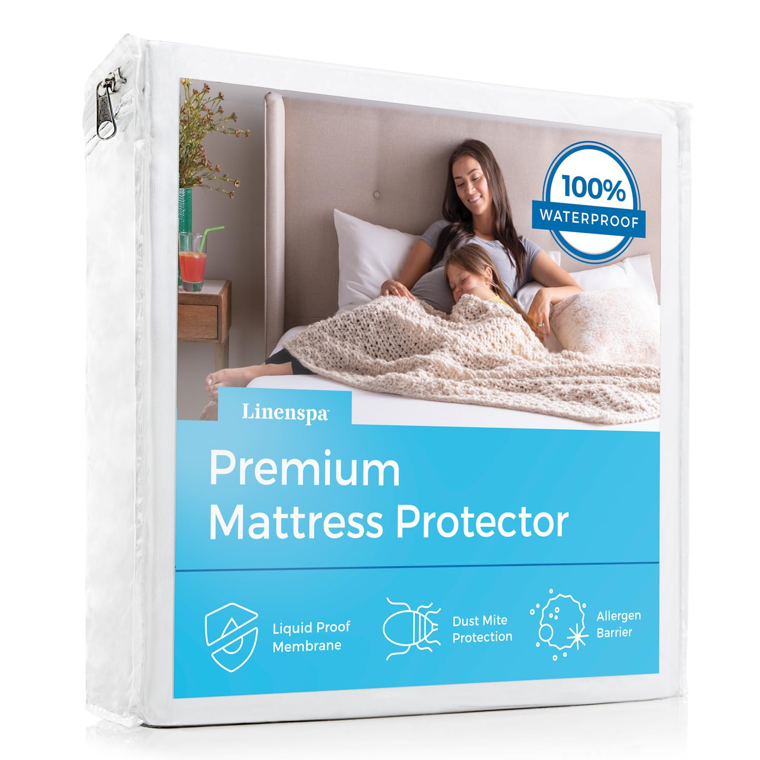 Linenspa Waterproof Smooth Top Premium Twin Mattress Protector, Breathable & Hypoallergenic Twin Mattress Covers - Packaging may vary