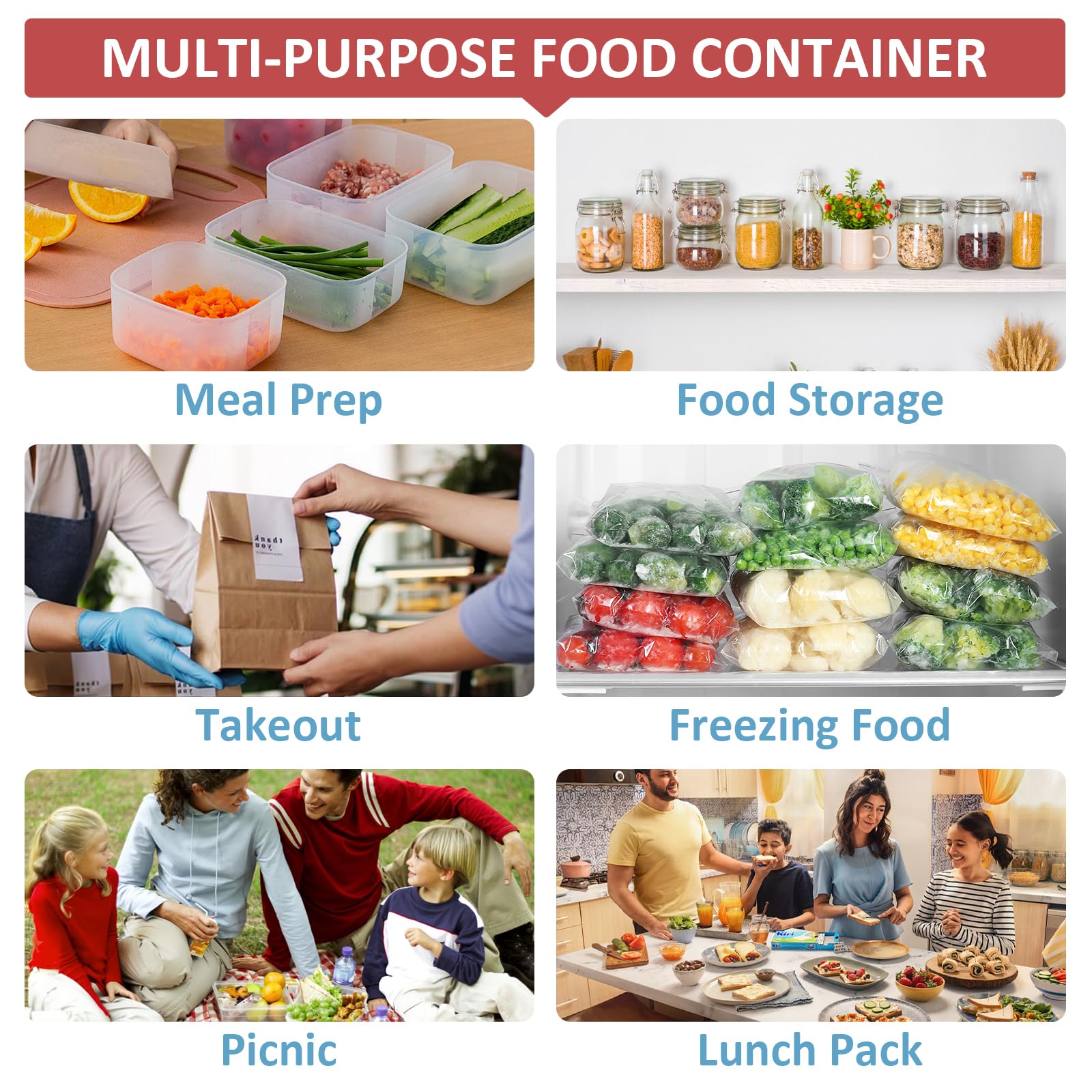 ANJUKE 7PCS Meal Prep Containers, Reusable Plastic Food Storage Containers with Lids for Takeout, Soup - BPA-Free - Microwave, Dishwasher, Freezer Safe(900ML-31OZ)