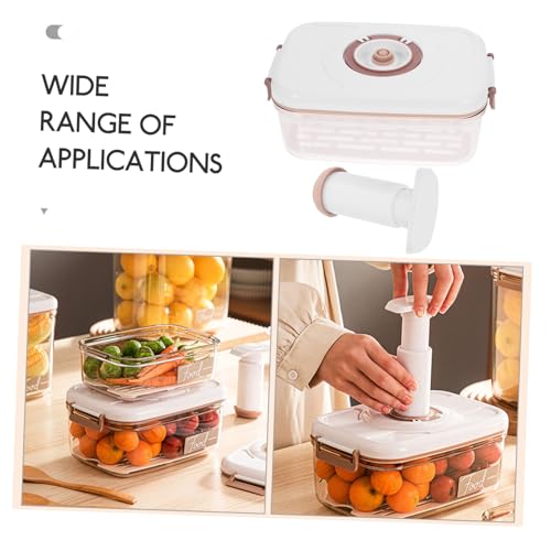 VOSAREA Airtight Food Storage Containers Large 1.2l Hand Pump Sealed Lunch Box for Flour Sugar Crisper Storage Box for Fruits