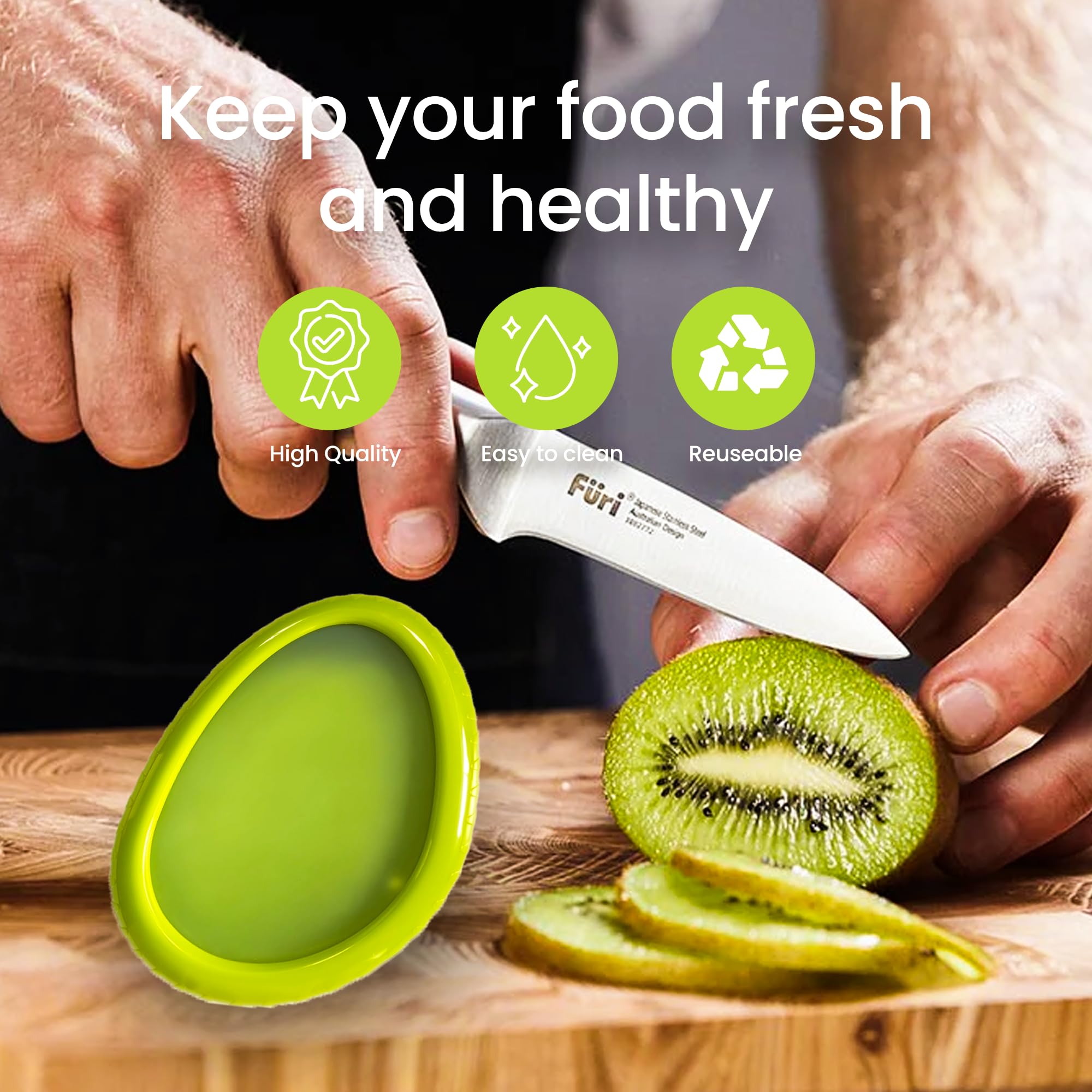 Velvet Vista 4PCS Silcone Food Container For Avacado Onion Lemon Tomato & More Preserve your Food And Vegetables in our Silicon Stretch Pod