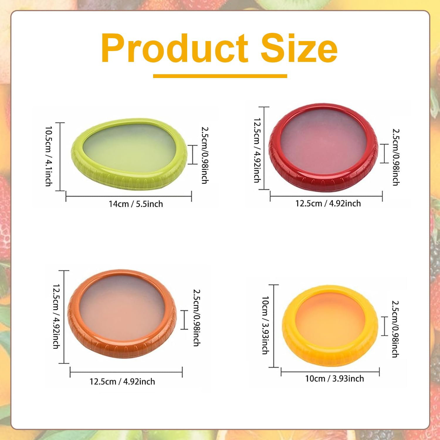 Yawpig Silicone Food Containers - Reusable Fruit & Veggie Storage Boxes (4 Pcs)