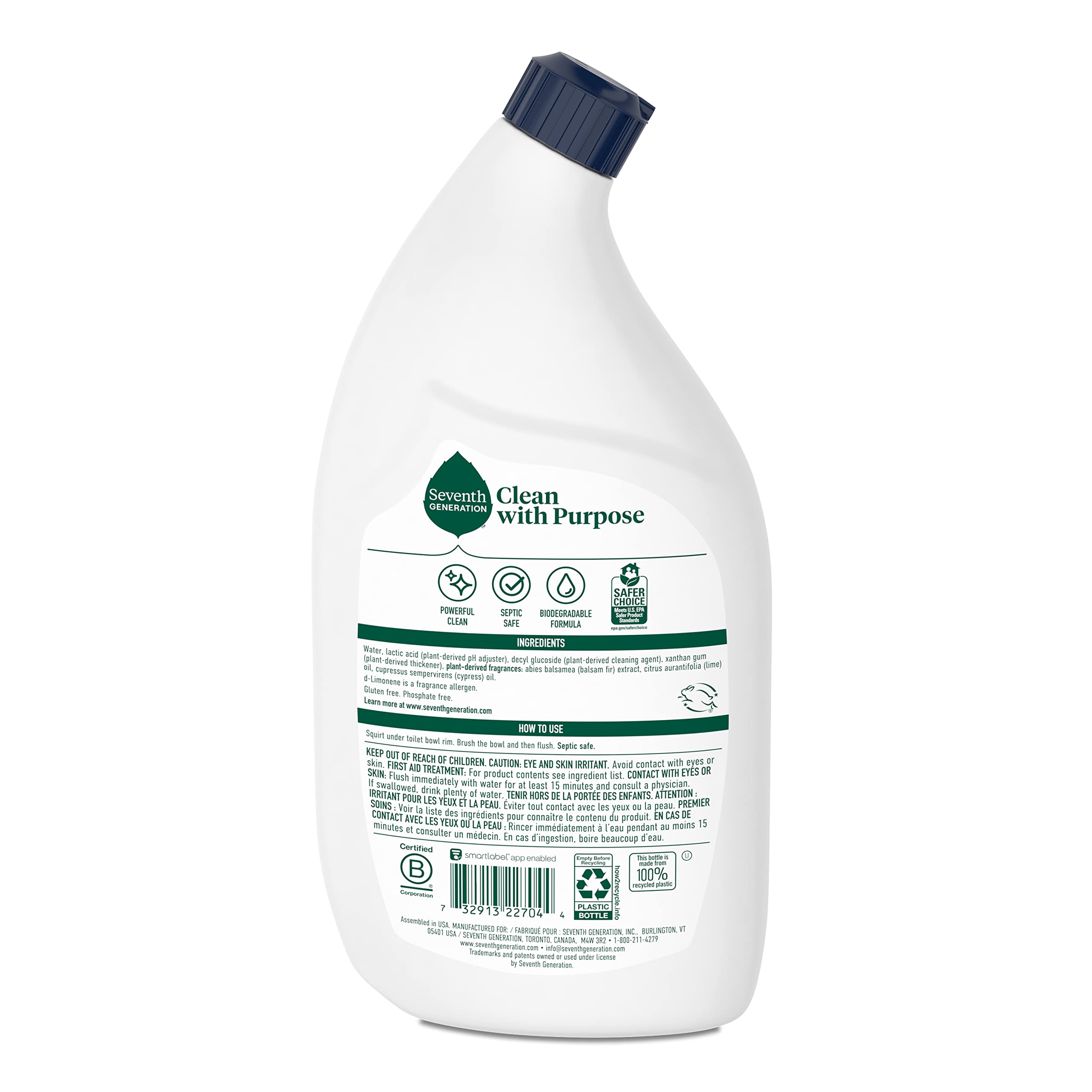 Seventh Generation Toilet Bowl Cleaner, Emerald Cypress and Fir Scent, 32 Fl Oz (Pack of 8) (Packaging May Vary)