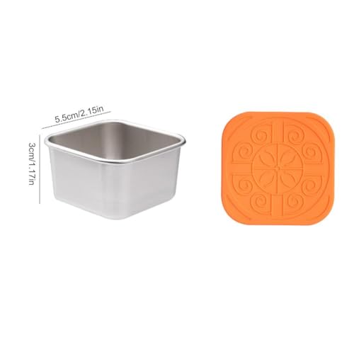 Reusable Snack Container, Stainless Steel Sauce Containers, Small Stainless Steel Sauce Cups With Leakproof Silicone Lids, Kids Lunch Box Containers, for Picnics and Travel And Kitchen Storage (Blue)