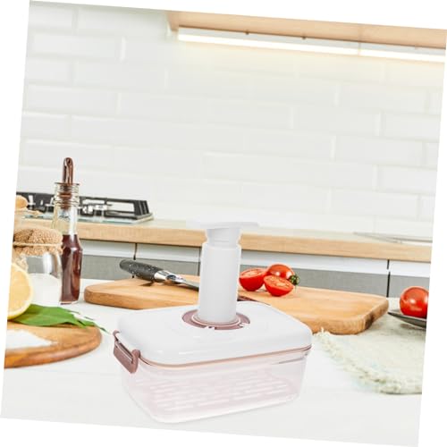 VOSAREA Airtight Food Storage Containers Large 1.2l Hand Pump Sealed Lunch Box for Flour Sugar Crisper Storage Box for Fruits
