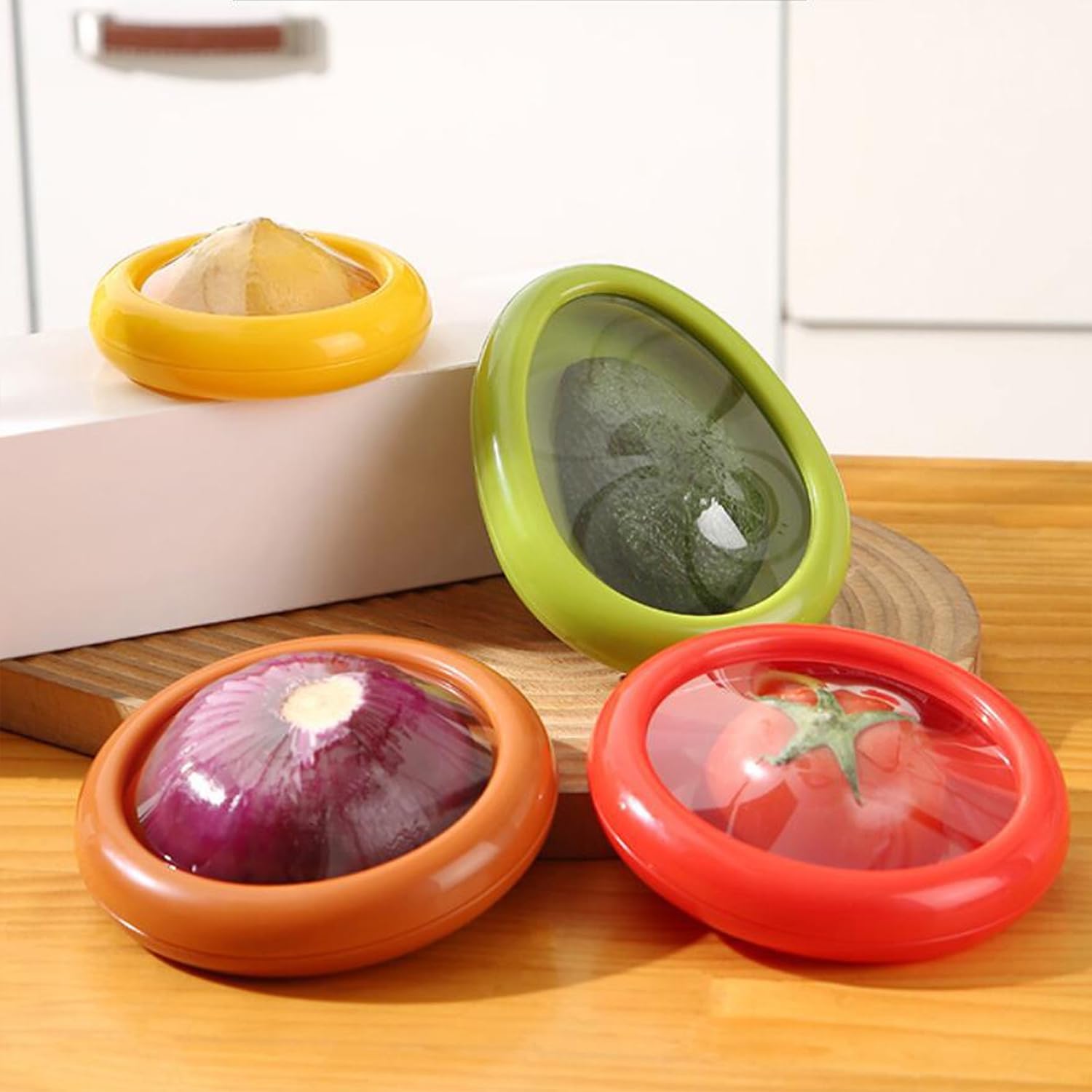 Yawpig Silicone Food Containers - Reusable Fruit & Veggie Storage Boxes (4 Pcs)