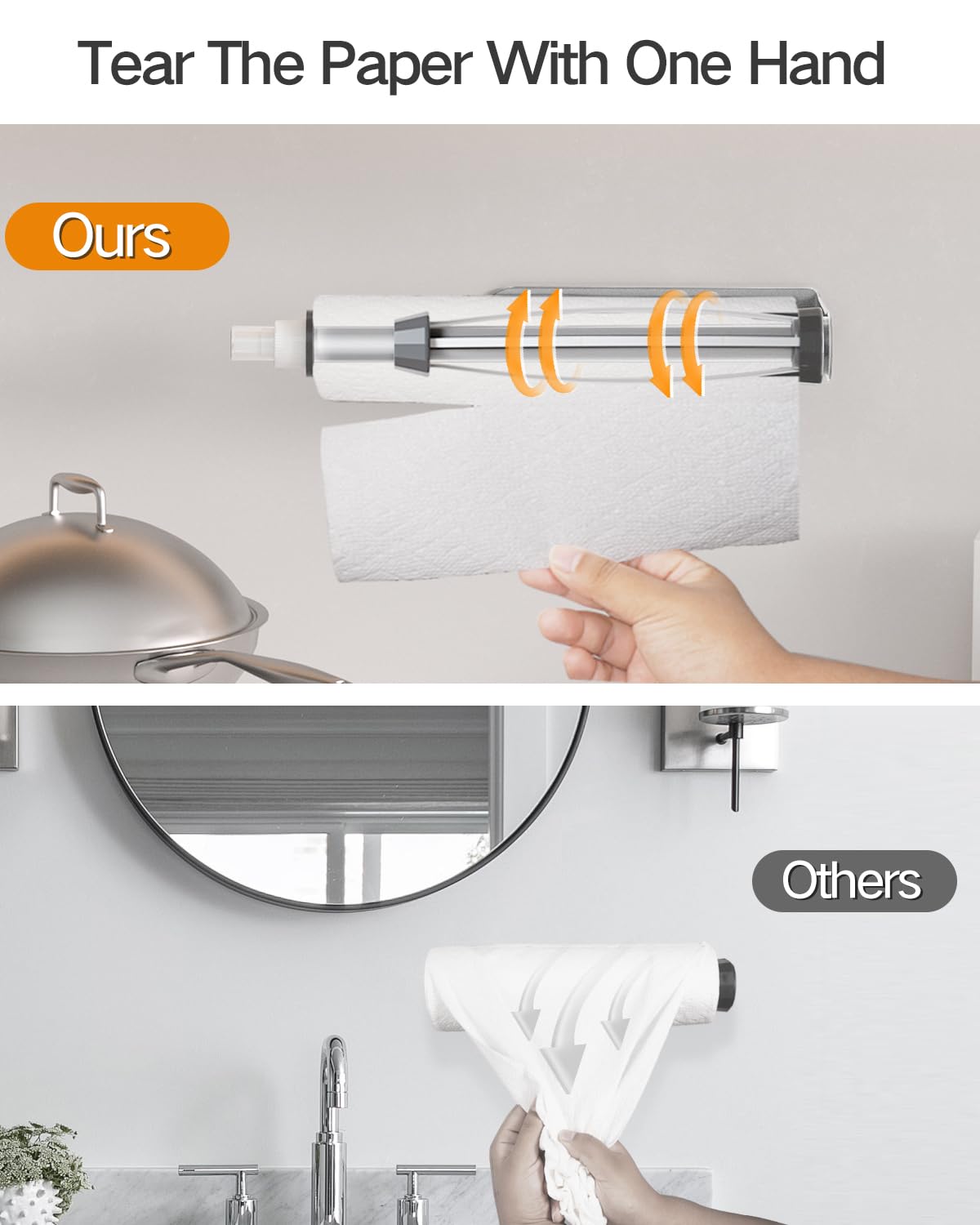 Magnetic Paper Towel Holder,Paper Towel Holder with Spray Bottle,Paper Towel Holder Under Cabinet with Strong Magnetic Backing and Self-Adhesive for Kitchen Refrigerator Grill RV