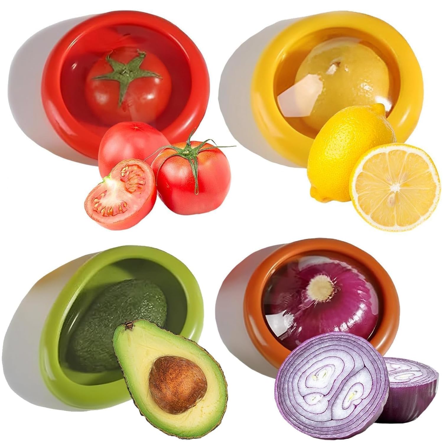 Yawpig Silicone Food Containers - Reusable Fruit & Veggie Storage Boxes (4 Pcs)