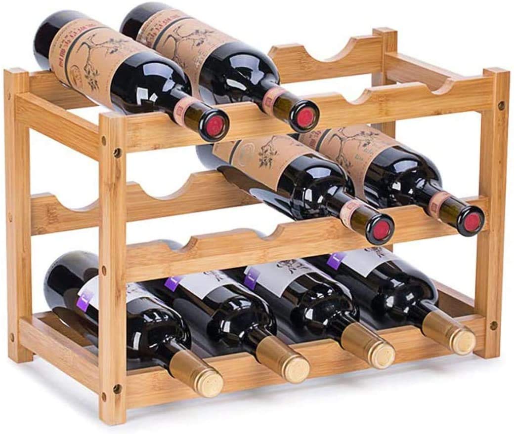 Riipoo Wine Racks Countertop, Wine Rack 12 Bottle, Wine Storage Holder for Kitchen, Pantry, Cabinet, Bar, 3 Tier