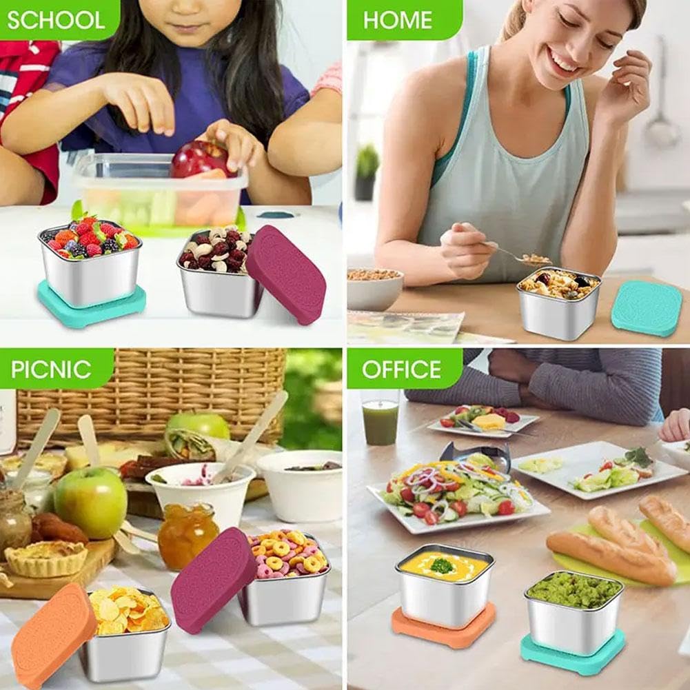 Stainless Steel Snack Containers for Kids,2.03oz/60ml Reusable Snack Container,Metal Food Storage Containers with Lid Snack Cups for Toddlers,for Lunch Boxes, Picnics and Travel and Kitchen Storage