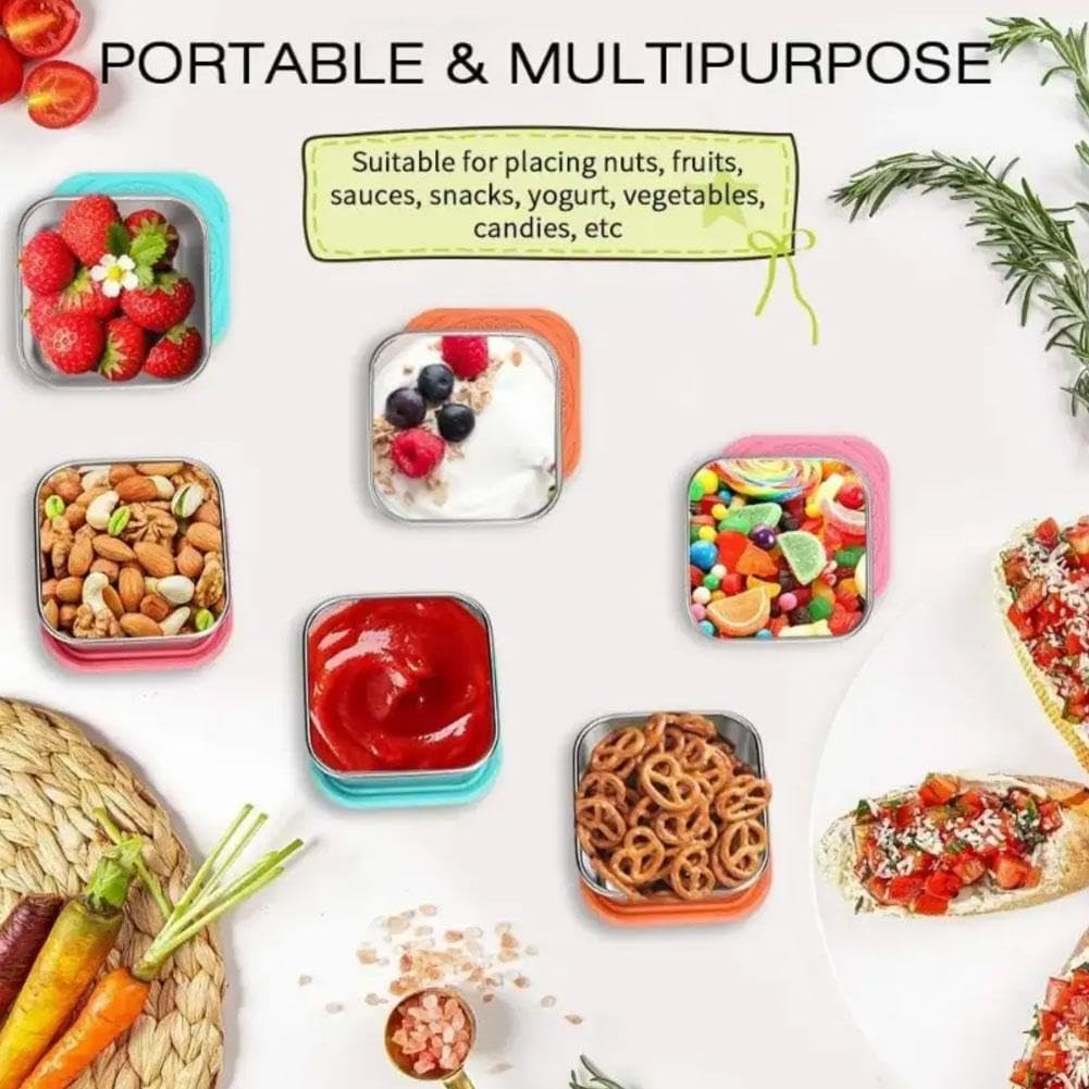 Stainless Steel Snack Containers for Kids,2.03oz/60ml Reusable Snack Container,Metal Food Storage Containers with Lid Snack Cups for Toddlers,for Lunch Boxes, Picnics and Travel and Kitchen Storage
