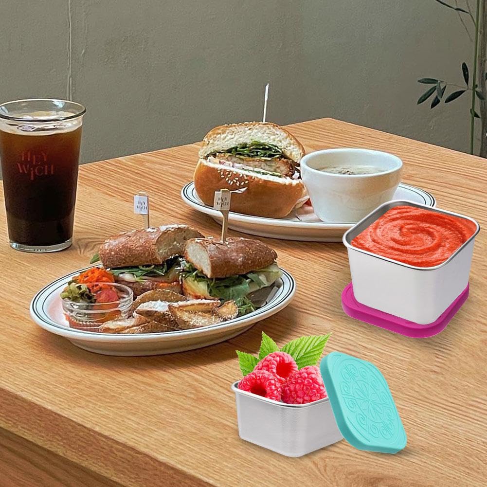 Stainless Steel Snack Containers for Kids,2.03oz/60ml Reusable Snack Container,Metal Food Storage Containers with Lid Snack Cups for Toddlers,for Lunch Boxes, Picnics and Travel and Kitchen Storage