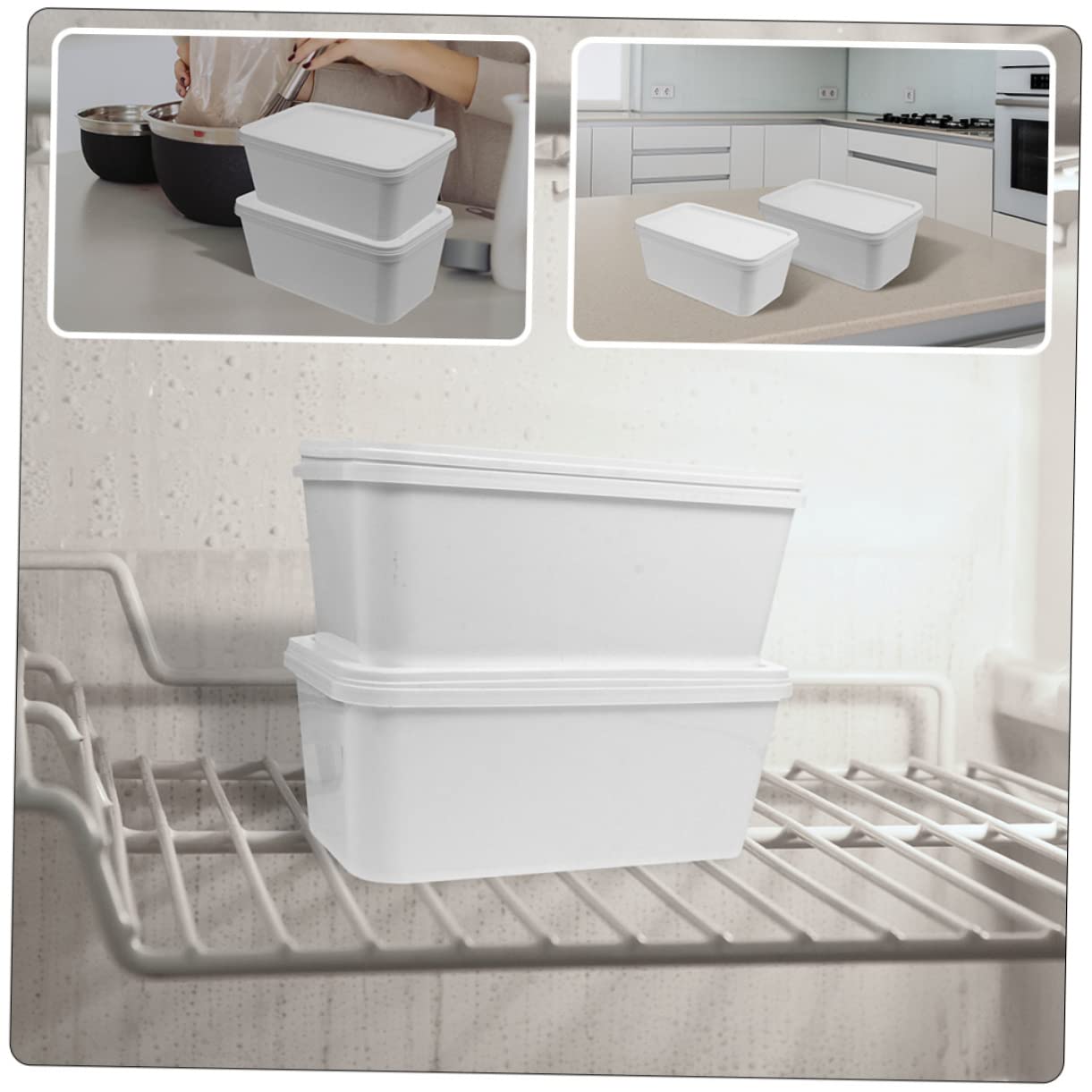 VOSAREA Professional Ice Cream Storage Box Container 3l Reusable Freezer Storage Tub for Fruit Dessert Preservation