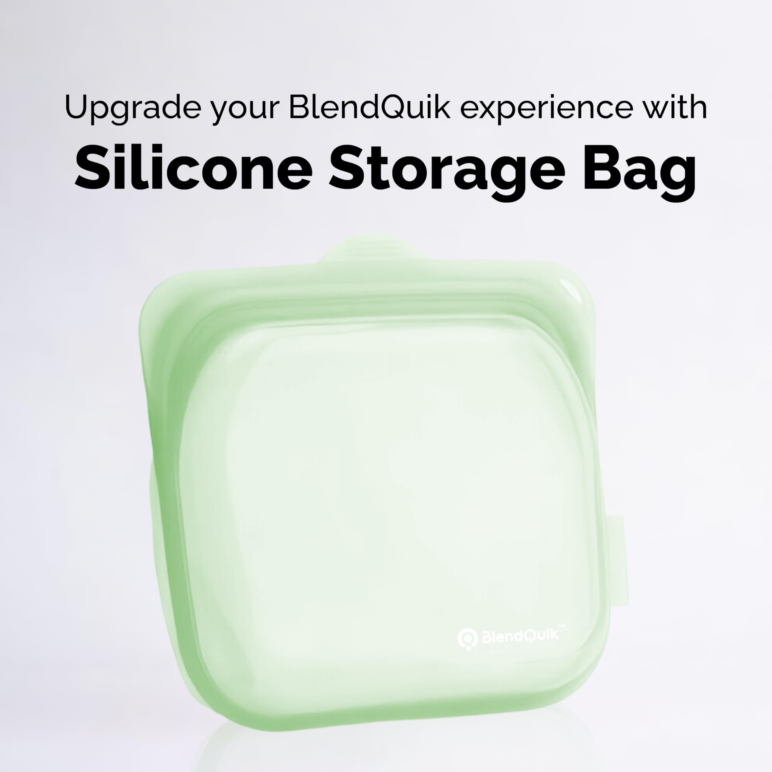 BlendQuik, Reusable Silicone Food Storage Bags, 1000 ml Capacity, Leak Proof Freezer Silicone Bags, Easy To Clean Reusable Travel Bag, Green