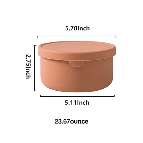 ROMERAN 24oz Silicone Food Storage Containers, Silicone Bowl With Lid, Unbreakable, Non-Slip, BPA Free, Airtight, Microwave/Dishwasher/Freezer-Safe, Indoor And Outdoor Use (MintGreen)