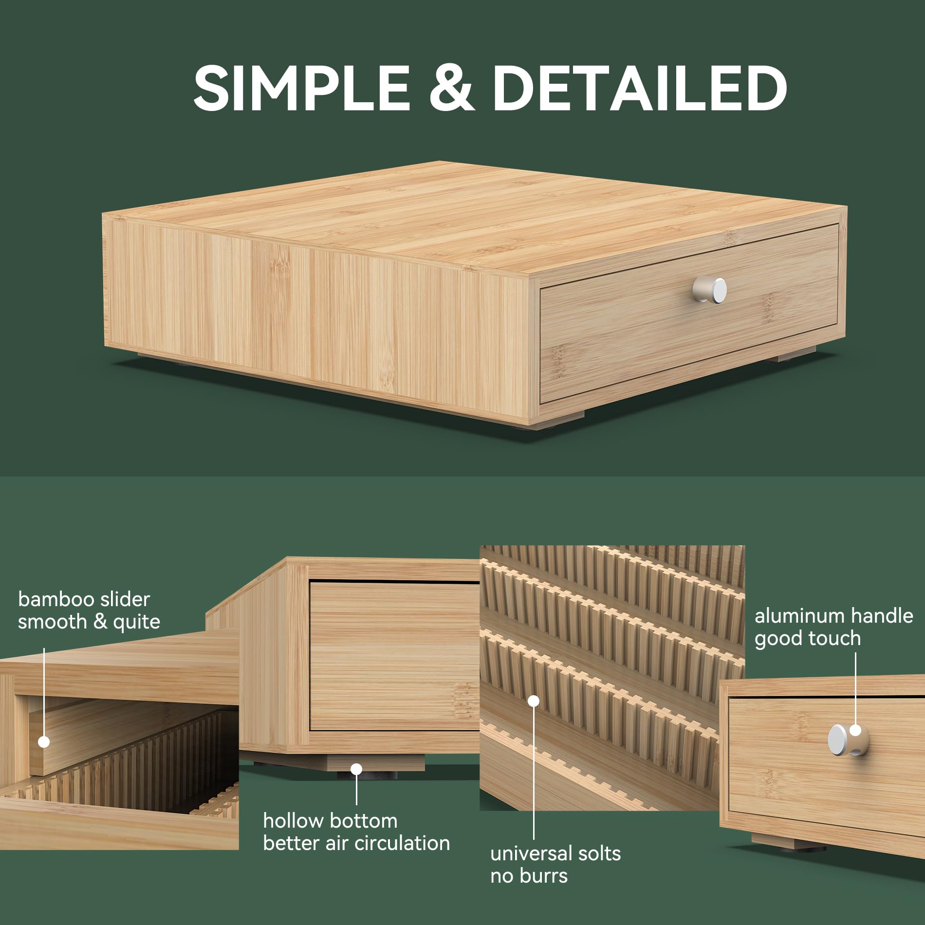 WELL WENG for Nespresso Vertuo Capsules (NV145) - Premium Bamboo Coffee Pod Drawer, 45 Big or 60 Small Vertuoline Pods Organizer - 14'' Deep by 3.9'' High (Natural)