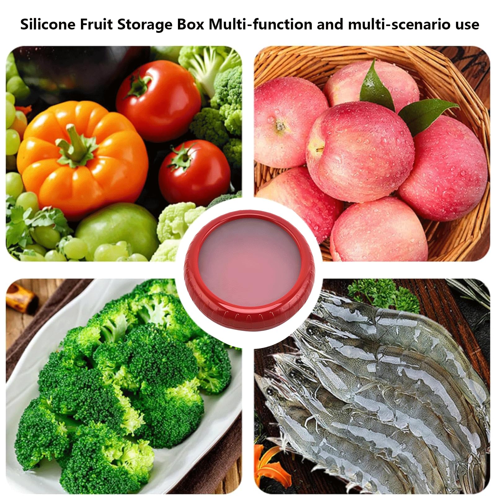 4Pack Silicone Fruit Storage Box Avocado saver and onion storage Containers Fruit Storage Containers for Fridge Keep Fresh Reusable Storage Containers for Onions Lemons Garlic Tomato (4Pack-Mix)