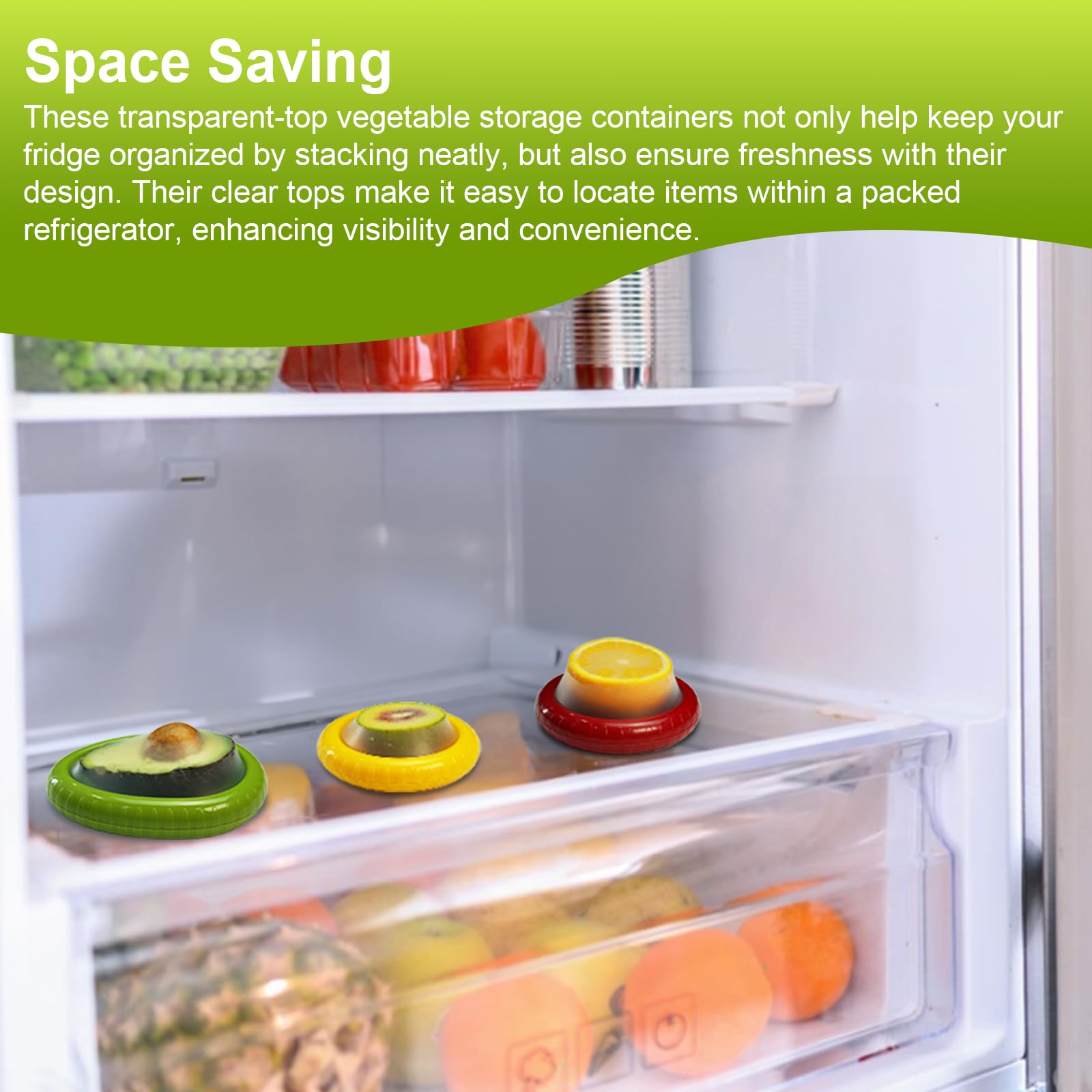 4PCS Silicone Food Storage Containers, Fruit And Vegetable saver, Silicone Food Savers-Fruit And Vegtable Storage Containers Set For Fridge
