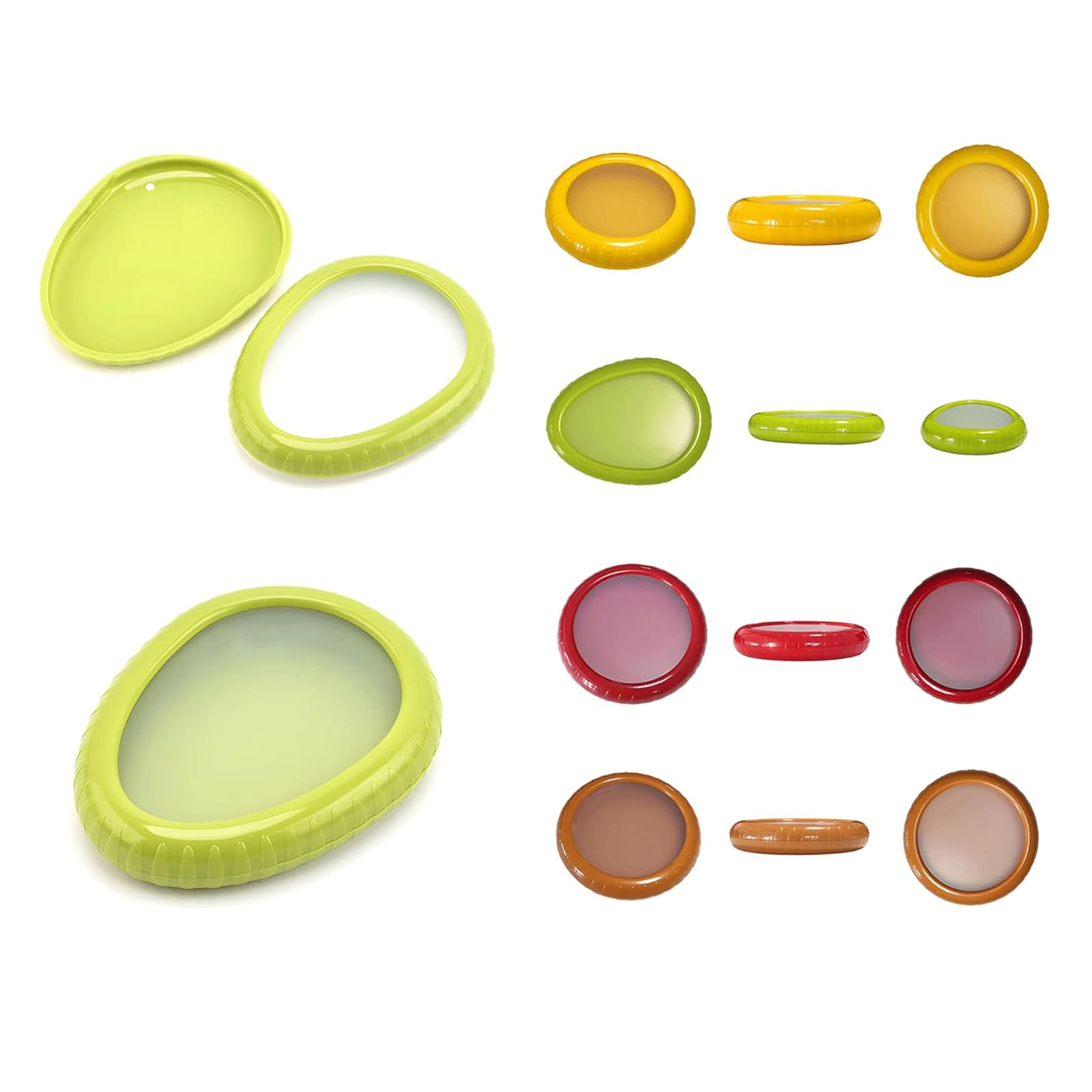 4Pack Silicone Fruit Storage Box Avocado saver and onion storage Containers Fruit Storage Containers for Fridge Keep Fresh Reusable Storage Containers for Onions Lemons Garlic Tomato (4Pack-Mix)