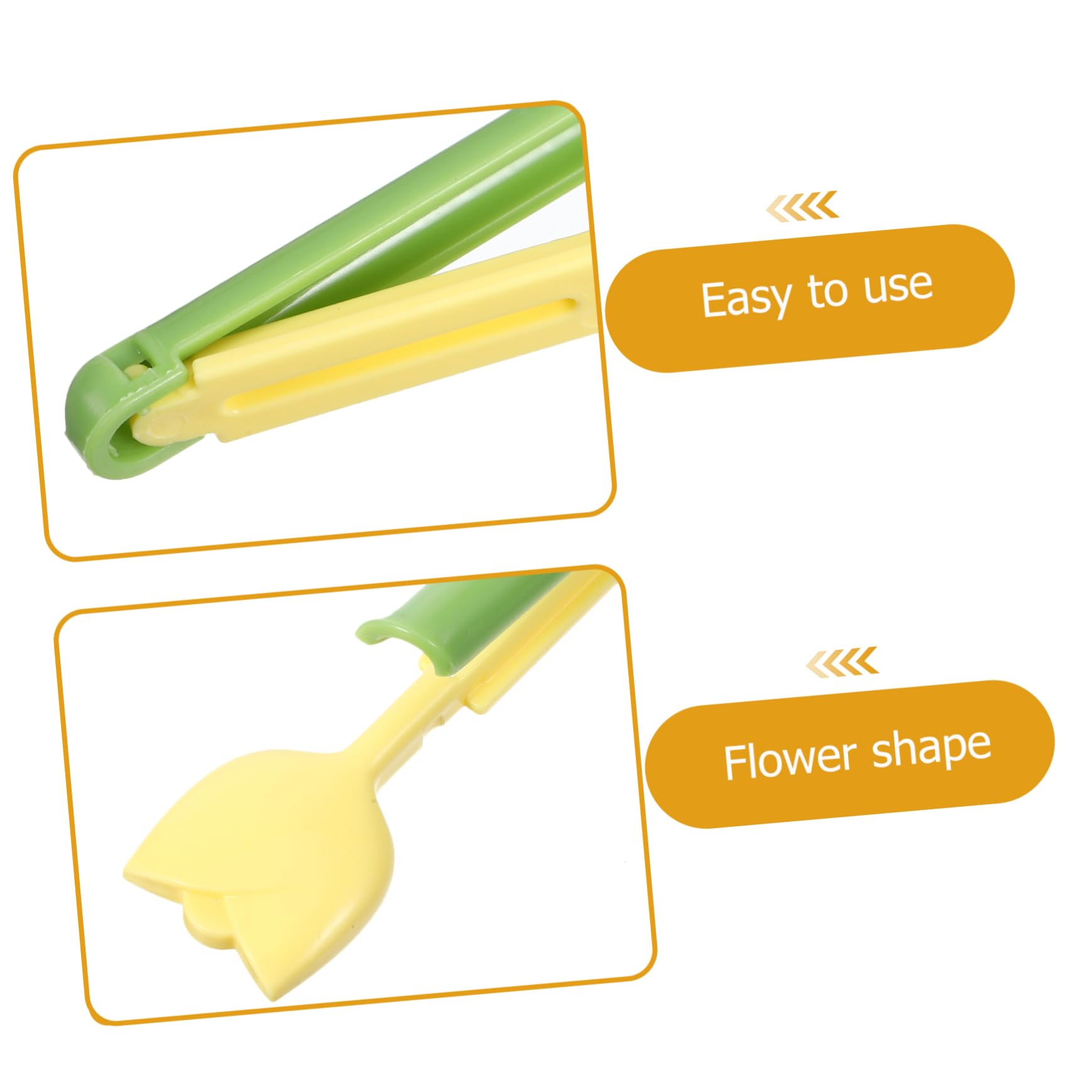 BUGUUYO Food Storage Clips 5 Pack Reusable Shape Yellow Chip Bag Clips Bread Bag Clips Candy Bags Clips