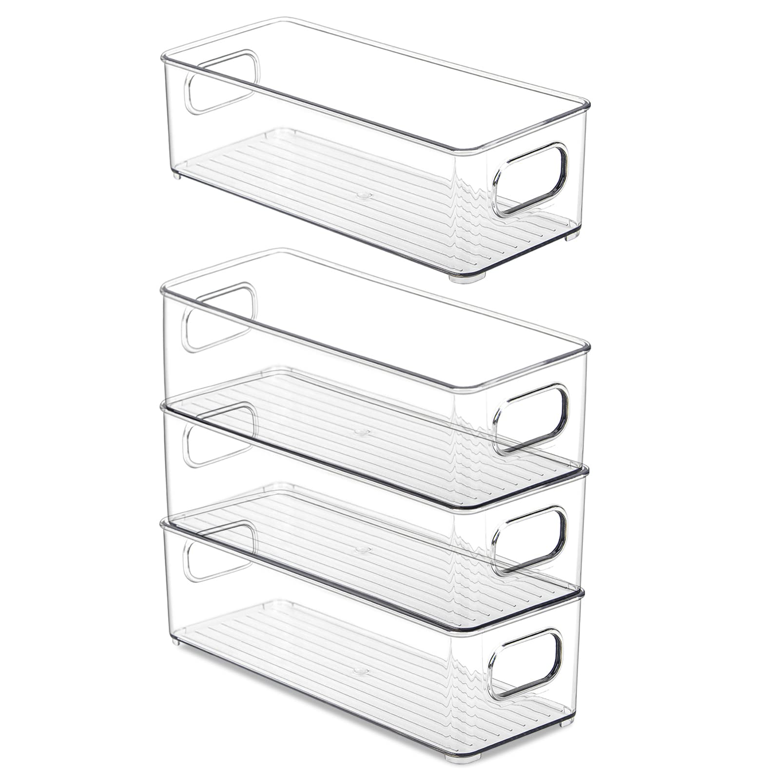 Tiawudi Plastic Storage Bins, Stackable Organizer Bins, Ideal Closet Organizer, Pantry Organization, Home Organization, Fridge Organizer, Cabinet Organizer, 8 Pack, Small