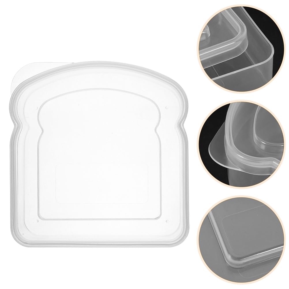 Luxshiny Toast Shape Sandwich Box 2pcs Clear Plastic Sliced Toast Holder Microwave and Freezer Safe Food Storage Container for Camping