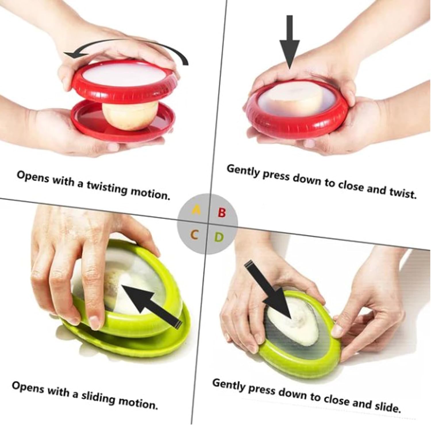 Silicone Fruit Storage Box, Silicone Fruit Storage Containers, Fruit and Vegetable Anti-Oxidation Storage Box, Silicone Fruit and Vegetable Storage Containers Set for Fridge Keep Fresh (Avocado box)