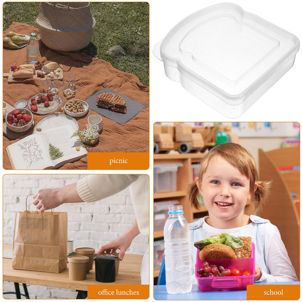 Luxshiny Toast Shape Sandwich Box 2pcs Clear Plastic Sliced Toast Holder Microwave and Freezer Safe Food Storage Container for Camping