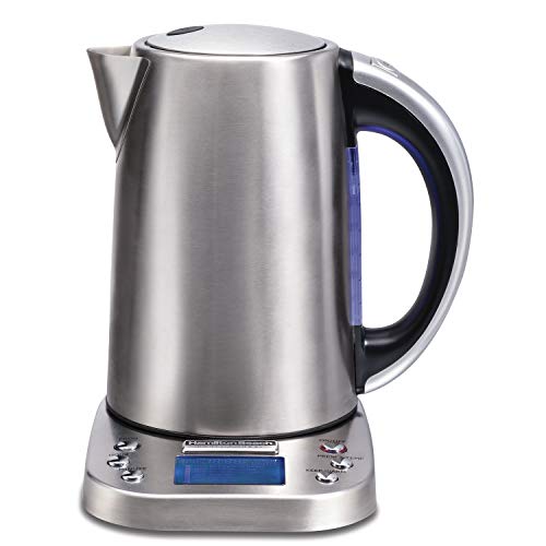 Hamilton Beach Professional Digital LCD Variable Temperature Control Electric Tea Kettle, Water Boiler & Heater, 1.7L, Cordless, Auto-Shutoff & Boil-Dry Protection, Silver (41028)