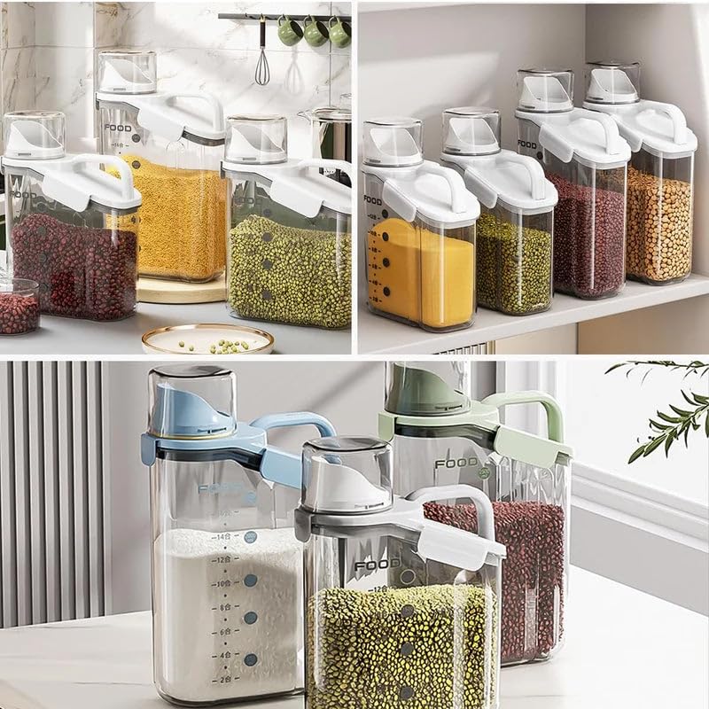 clspro Clear Airtight Food Storage Containers, Dry Food Airtight Container Thicken Plastic Clear Food Storage Box Rice Storage Bin Kitchen Cereal Containers Dispenser (White,1600ML/54OZ)