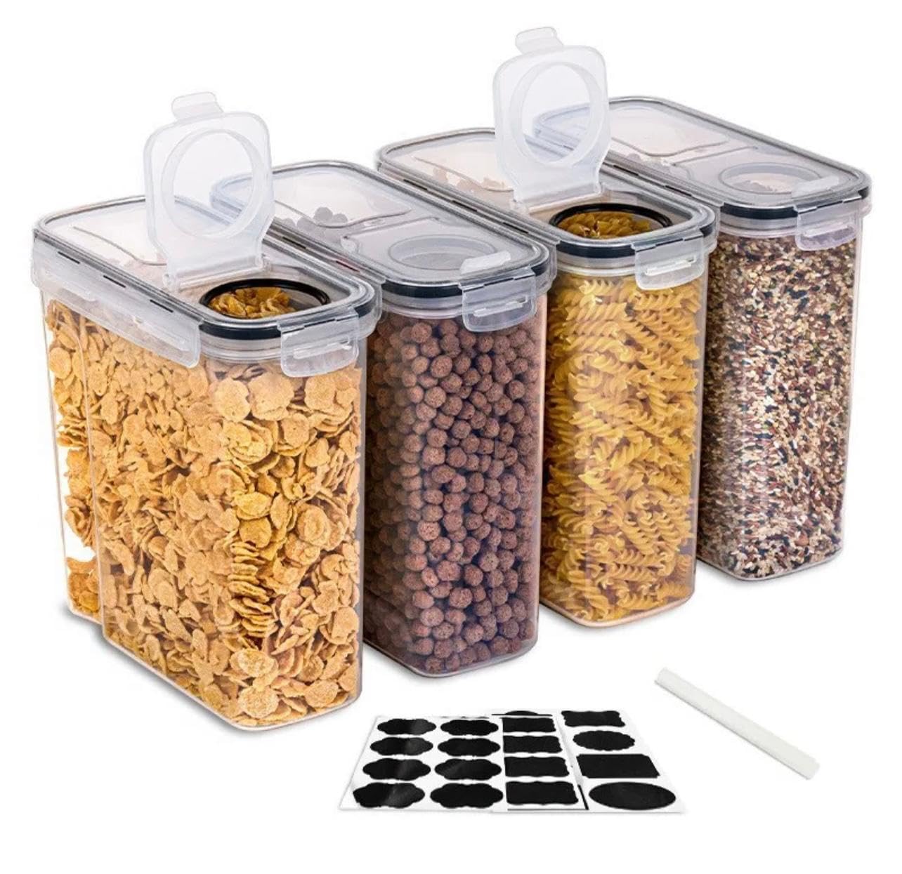 Airtight Food Storage Containers with Lids, Set of 4, Clear Plastic