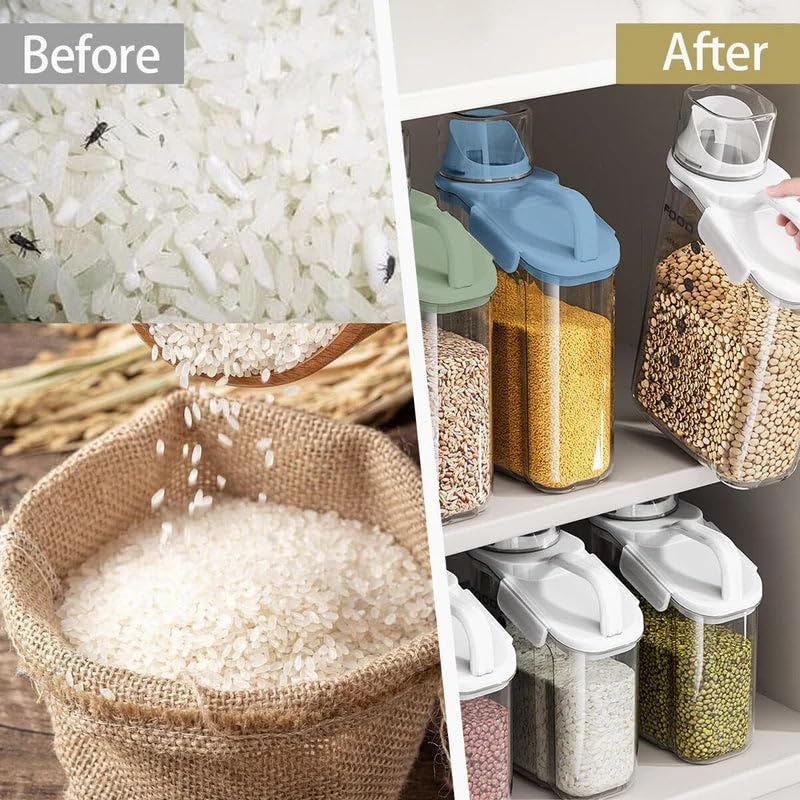 clspro Clear Airtight Food Storage Containers, Dry Food Airtight Container Thicken Plastic Clear Food Storage Box Rice Storage Bin Kitchen Cereal Containers Dispenser (White,1600ML/54OZ)