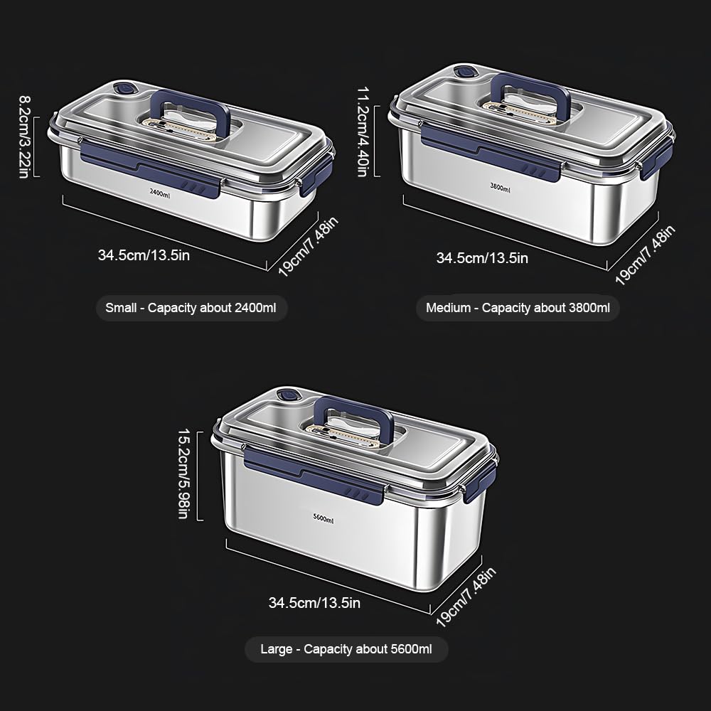 Irishom Food Storage Containers with Lids Airtight Food Grade 316 Stainless Steel Large Capacity Leakproof Kitchen Storage Container (5.6L)