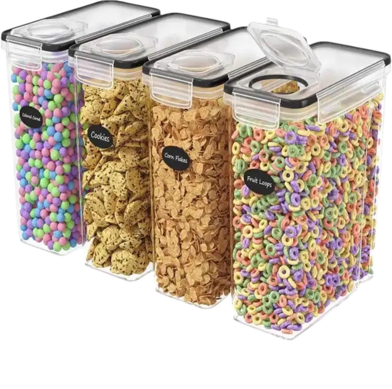 Airtight Food Storage Containers with Lids, Set of 4, Clear Plastic