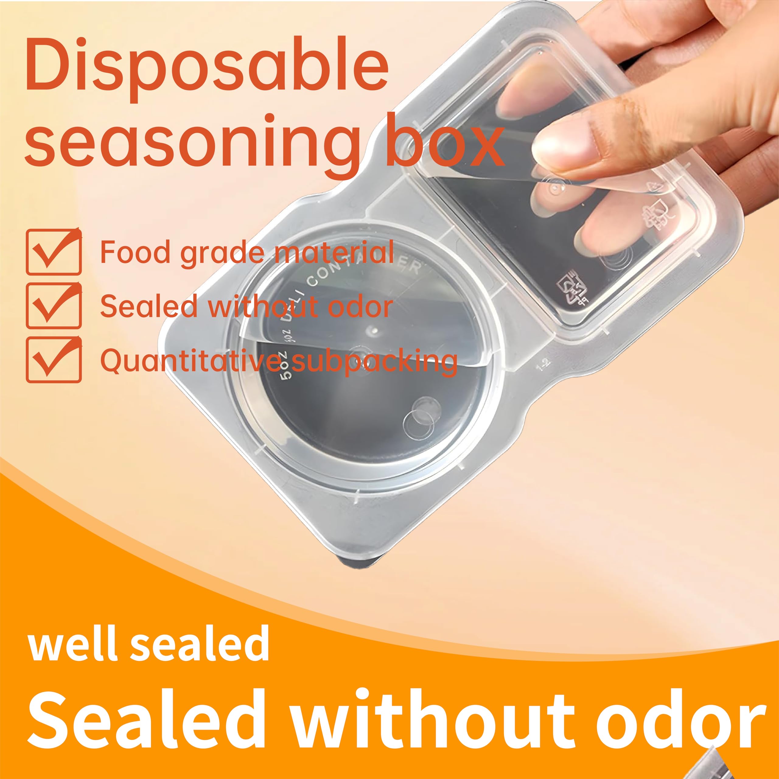 Double Compartment Condiment Containers with Lids, 5PcsPortable Reusable Sauce Container, Dual Compartment Containerfor for Condiment, Dip, Sauce, Sampling and Travel Snacks