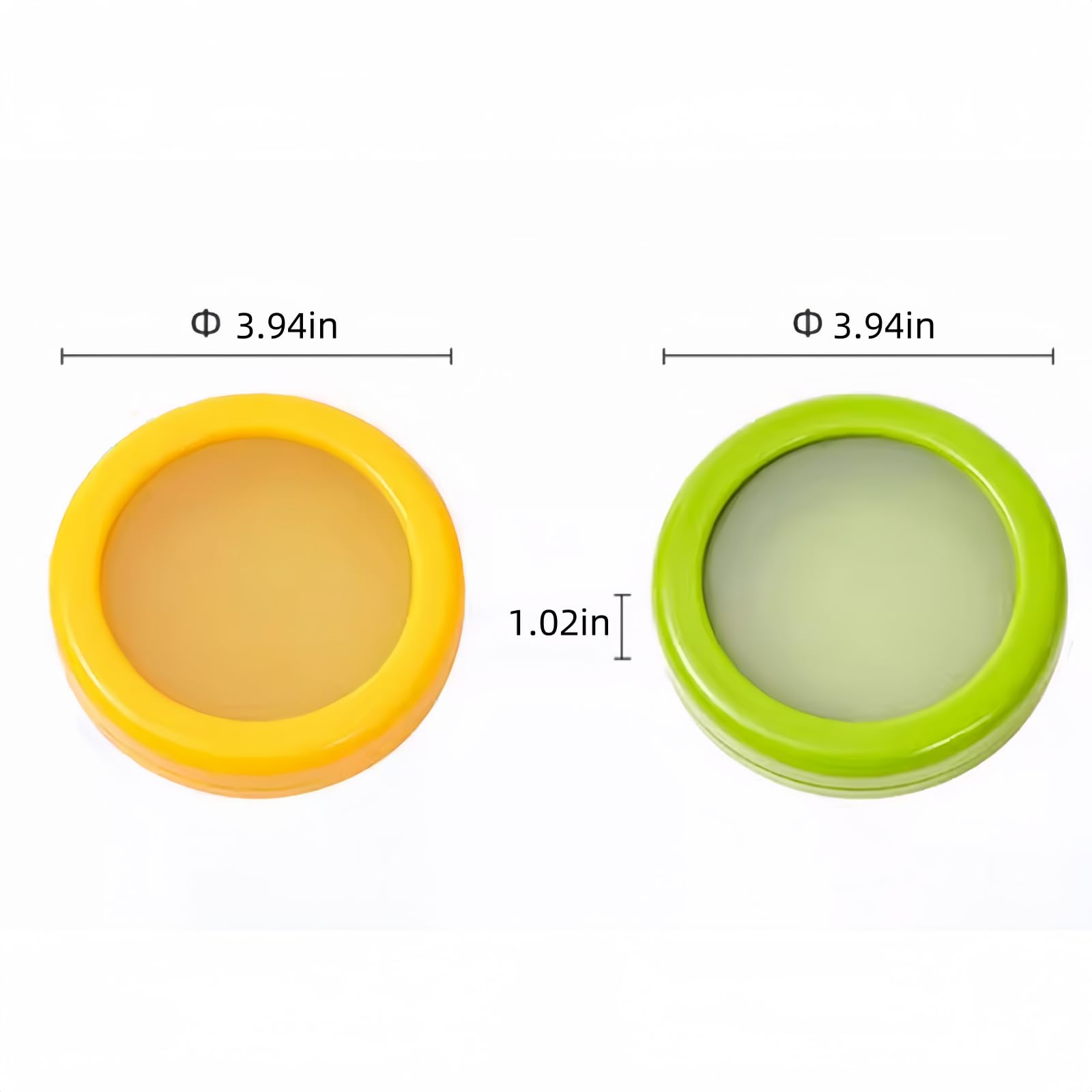 Generic Modern Silicone Fruit Storage Box Set of 4, Round, 3.93 inches by 1.02 inches, Green & Yellow, Reusable, Portable, Flip Top, Fruit, Vegetable, Snacks