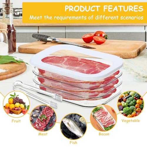 TOWEBOORY 3 Pcs Deli Meat Container for Fridge,Stackable Bacon Lunch Meat Container for Refrigerator,Food Storage Boxes with Lid for Cold Cuts, Salami,for Fridge Airtight Deli Holder