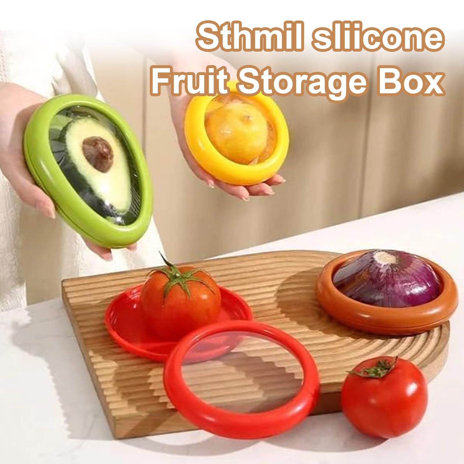 sthmil Silicone Fruit Storage Box,Fruit And Vegetable Anti-Oxidation Storage Box,Fruit and Vegetable Storage Containers with Silicone Lids for Fridge Keep Fresh(onion)