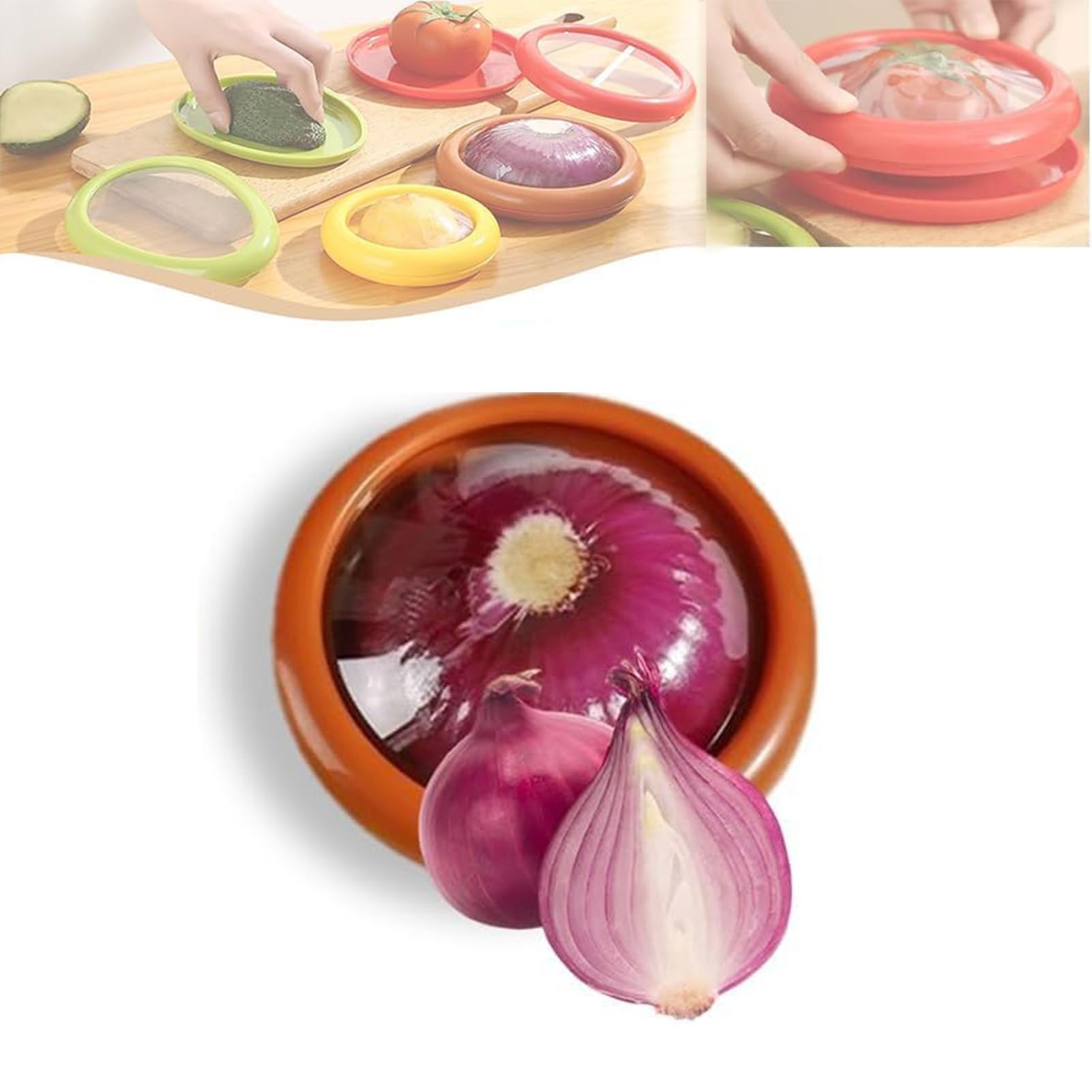 sthmil Silicone Fruit Storage Box,Fruit And Vegetable Anti-Oxidation Storage Box,Fruit and Vegetable Storage Containers with Silicone Lids for Fridge Keep Fresh（onion）