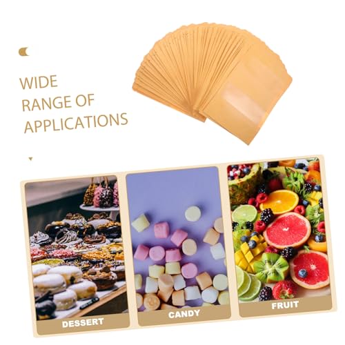 VOSAREA Kraft Paper Food Packaging Bags 50pcs Reusable Freezer Resealable Bags for Snack