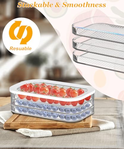 QUSUKO Deli Meat Container for Fridge, Lunch Meat Container for Refrigerator, Food Storage Boxes with Lid for Cold Cuts, Lunch Meat, Salami, Meal Prep Containers, BPA Free, 3pcs
